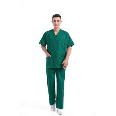 China Hospital Scrub Suit Set Short Sleeve Top Joggers Women Nurse Uniform 100% Cotton for sale