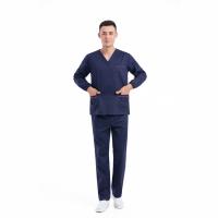 China Reusable Medical Scrub Suit 100% Cotton Hospital Uniform Women Nursing Top Jogger Set for sale