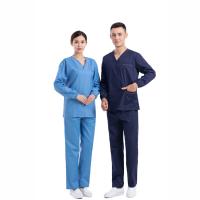 China Reusable Medical Scrub Suit 100% Cotton Hospital Uniform Women Nursing Top Jogger Set for sale