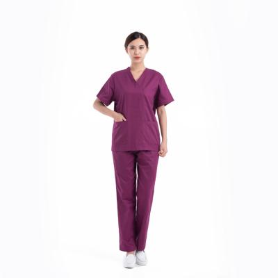 China Anti-wrinkle Breathable Scrubs Uniforms for Men Women Cotton Polyester Blend Long Short Sleeve Sets for sale