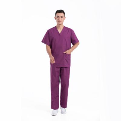 China High Waisted Reusable Scrub Suit Set Jogger Style Medical Clinic Blue Hospital Uniform Cotton Polyester for sale