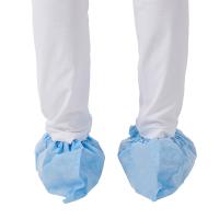 China Disposable PE Blue Shoe Covers Anti Skid Hospital 150x380mm Waterproof Dustproof for sale