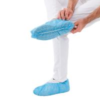 China Disposable Nonwoven Shoe Covers 15x40cm Blue Single Use Shoe Protectors for Hospital Food Industry for sale