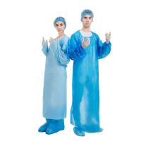China Disposable CPE Isolation Gown AAMI Level 3 40-80g SMS Fabric for Operating Room for sale
