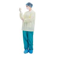 China FDA Disposable Lab Coats Long Sleeves Non Woven Hospital Scrubs 40g SMS for sale