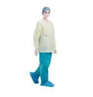 China FDA Disposable Lab Coats Long Sleeves Non Woven Hospital Scrubs 40g SMS for sale