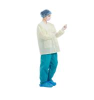 China FDA Disposable Lab Coats Long Sleeves Non Woven Hospital Scrubs 40g SMS for sale