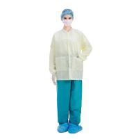China CE FDA Knit Cuffs Disposable Lab Coats GB15979-2002 for sale