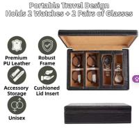 China 4 Slot PU Leather Watch Glasses Storage Box Organizer Magnetic Closure Crocodile Texture for sale