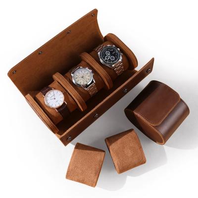 China Custom Watch Box Luxury Pu Travel Storage Leather Watch Roll Watch Case Box for sale