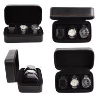 China Portable Mens Luxury Watch Box 3 Slot PU Leather Case Gift Box with Velvet Lining for sale
