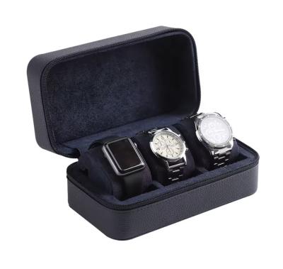 China OEM ODM Custom 3 Slots Men's Watch Box Case Handmade PU Leather Wristwatch Protection for sale