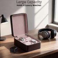 China Custom 4 Slot Watch Box Velvet Lining Luxury PU Leather Case With Zipper Closure for sale