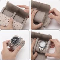 China Brand Style Stylish 2 Slot Custom PU Leather Travel friendly Men's Watch Roll Storage Box for sale