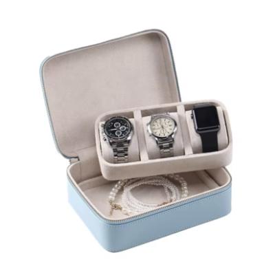 China 3 Slots Leather Watch Boxes Handmade Watch Storage Case With Detachable Tray for sale