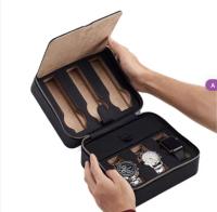 China Handmade 6 Slot PU Leather Watch Storage Box Protective Leather Watch Holder Box for sale