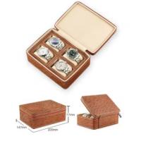China Ostrich Pattern Leather Watch Boxes Fashion 4 Slot Watch Case Custom Logo for sale