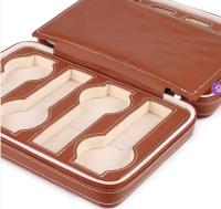 China Portable 8 Grids Brown Leather Watch Case Box Customized Color For Men Women for sale