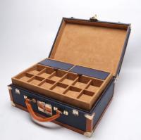 China Custom Color Handmade Leather Watch Boxes Luxury Leather Watch Storage Briefcase for sale