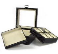 China Handmade PU Leather Watch Display Box 2 Layer 6 Grids Customized Size for sale