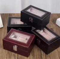 China Crocodile PU Leather Watch Boxes For Two Watches Custom Design Dustproof for sale