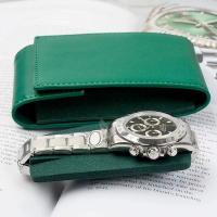 China Handmade Leather Watch Storage Bag Dust Proof Green Portable Travel Organizer Case for sale