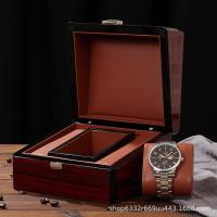 China Piano Lacquer Wooden Watch Jewelry Box Leather Storage Display Organizer Case for sale