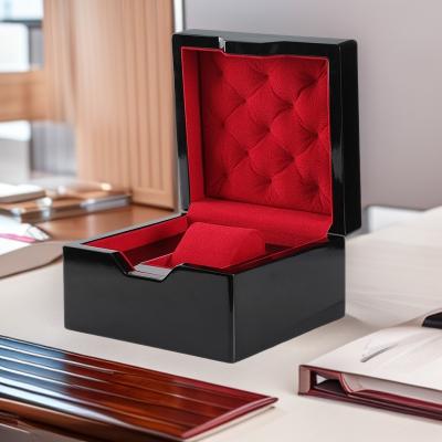 China Sleek Rectangular PU Watch Box Window Display Jewelry Packaging Storage Gift Case for sale