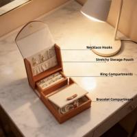 China Portable Folding PU Leather Jewelry Boxes Luxury Leather Travel Jewelry Organizer for sale