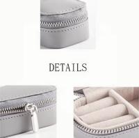 China Mini Handmade Leather Jewelry Boxes Travel Zipper Women Ring Organizer Storage Case for sale