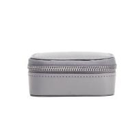 China Mini Handmade Leather Jewelry Boxes Travel Zipper Women Ring Organizer Storage Case for sale
