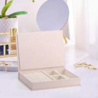 China Large Capacity Leather Jewelry Boxes Travel Canvas Book Shape Microfiber Lining Girls Gift Case for sale