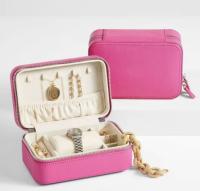 China Portable Zipper Leather Jewelry Boxes Handmade Velvet Necklace Ring Jewellery Storage Case for sale
