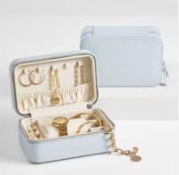 China Portable Zipper Leather Jewelry Boxes Handmade Velvet Necklace Ring Jewellery Storage Case for sale