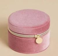 China Round PU Leather Jewellery Box Organizer Wth Zipper Closure And Drawstring Pouch for sale