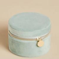 China Round PU Leather Jewellery Box Organizer Wth Zipper Closure And Drawstring Pouch for sale