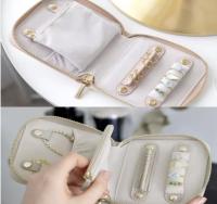 China Multi Function Small Leather Jewelry Travel Bag For Ring Necklace Packaging Storage for sale
