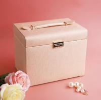 China Large Capacity PU Leather Jewelry Boxes With Mirror Custom Logo for sale