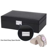 China Handmade PU Leather Men's Jewelry Box Organizer With Velvet Lining Removable Tray for sale