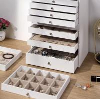 China Custom PU Leather Jewelry Organizer Large 10 Layer Jewellery Storage Tray With Drawer for sale