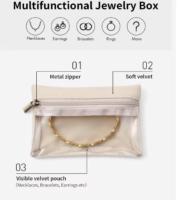 China Convenient PU Leather Travel Jewelry Case With Velvet Pouch For Rings Necklaces Storage for sale