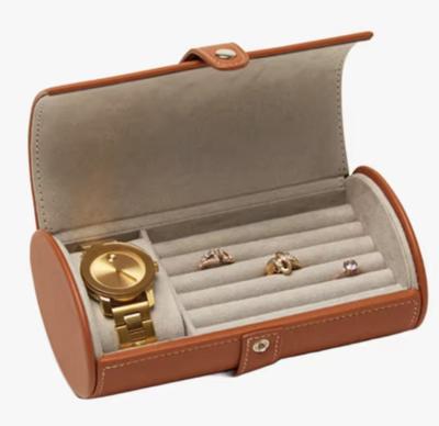China Handmade Portable PU Leather Jewelry Organizer Travel Friendly OEM Logo Custom Size for sale
