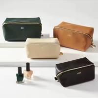 China Private Label Leather Cosmetic Cases Waterproof Toiletry Travel Bag Luxury Design for sale