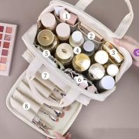 China Portable PU Leather Beauty Vanity Cases Makeup Bag Organizer Large Capacity OEM Logo for sale