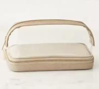 China Zipper Type Leather Makeup Organizer Storage Box Double Layer Customized Logo for sale