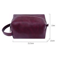 China Large Capacity PU Leather Toiletry Bag Men Women Leather Travel Organizer Bag for sale