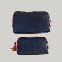 China Pu Saffiano Leather Cosmetic Cases Custom Size Zipper Travel Toiletry Pouch Case for sale