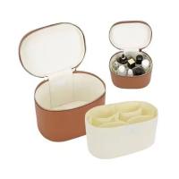 China Custom Logo Leather Travel Makeup Case Toiletry Bag With Removable Compartment for sale
