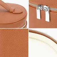 China Custom Logo Leather Travel Makeup Case Toiletry Bag With Removable Compartment for sale