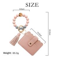 China Stylish Artificial Leather Card Holders Ladies Business Card Wallet With Keyring Bracelet for sale